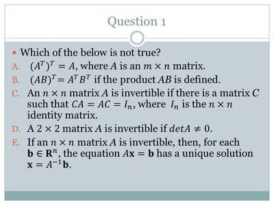 Solved Question1 e Which of the below is not true? A. B. | Chegg.com